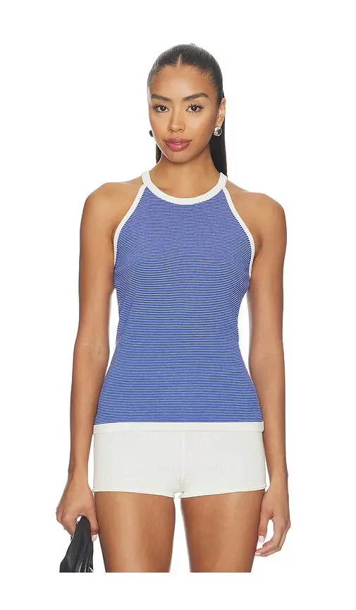 Astr The Label Betia Sweater Top In Blue - Blue Stripe