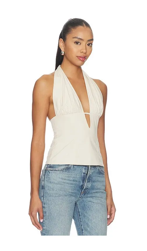 ALL THE WAYS Halterneck Top With Smocked Back