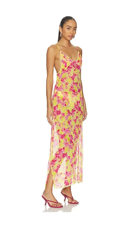 INDAH Priscilla Printed Lace Trim Triangle Bust Slip Dress