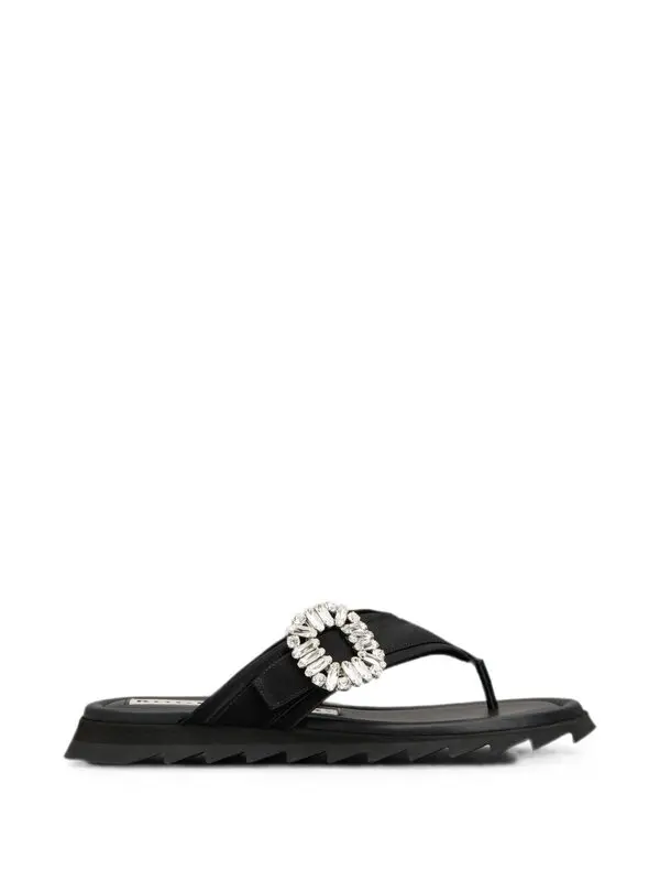 ROGER VIVIER Slidy Flip Satin Thong Sandals - Black