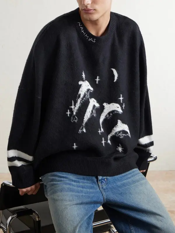NAHMIAS Dolphin Dreams Embroidered Sweater