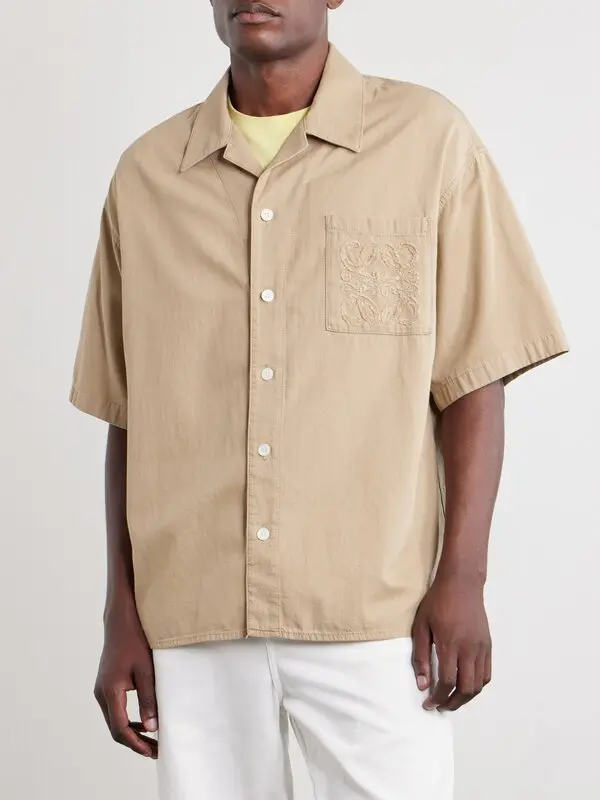 Loewe Camp-collar Anagram-detailed Cotton-twill Shirt