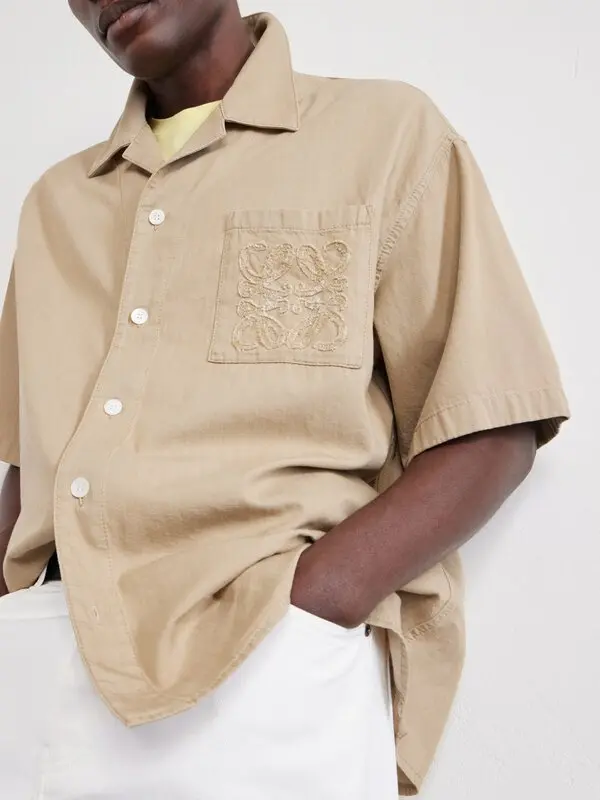 Loewe Camp-collar Anagram-detailed Cotton-twill Shirt