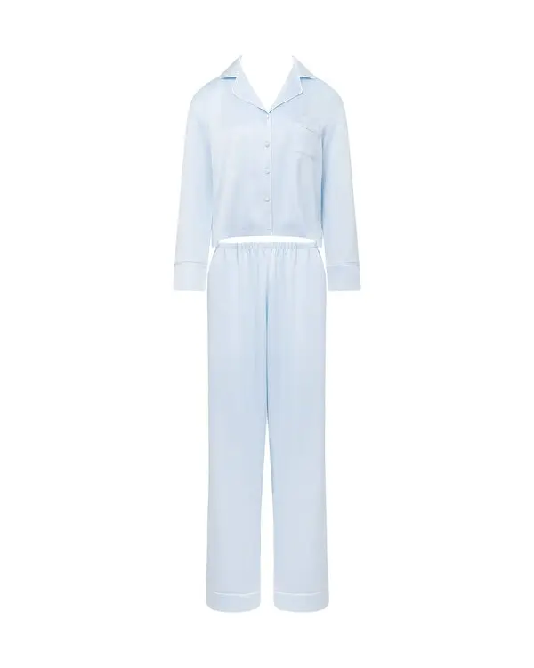 Bluebella Sara Luxury Satin Long Set Ice Water /white - Blue