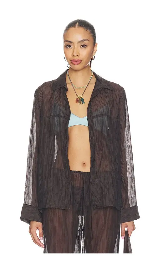 Lna Sylvee Sheer Button Up