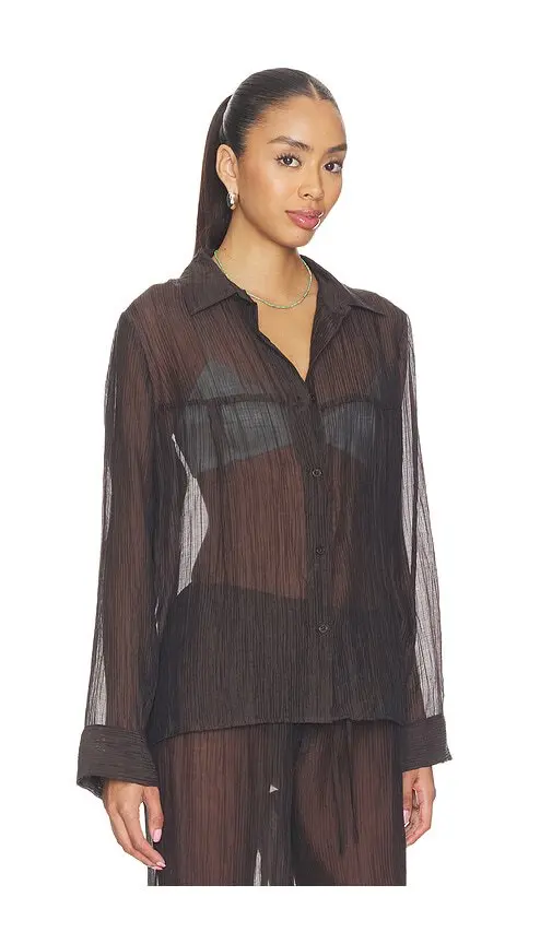 Lna Sylvee Sheer Button Up