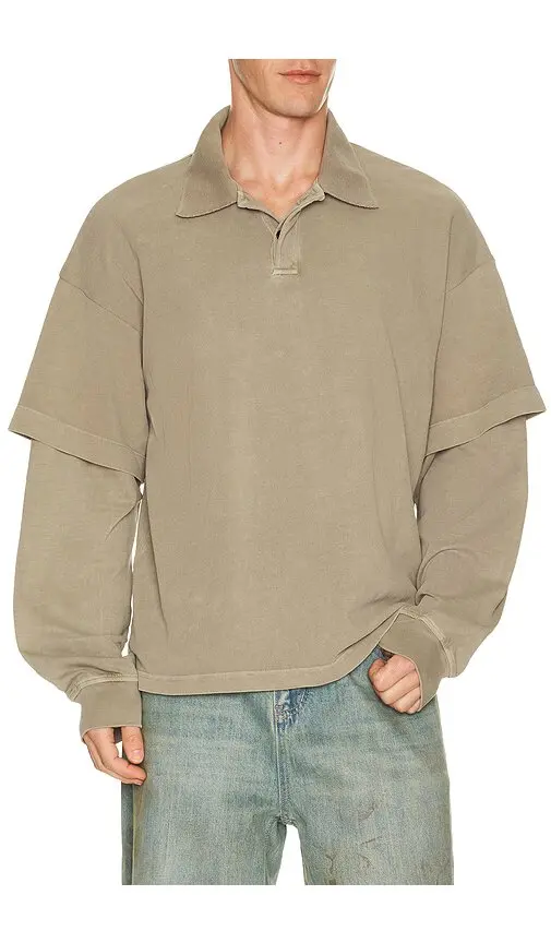 AGOLDE Curren Double Sleeve Polo In . Also - Blue