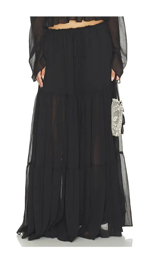 Arcina Ori Alessandra Tiered Maxi Skirt - Black