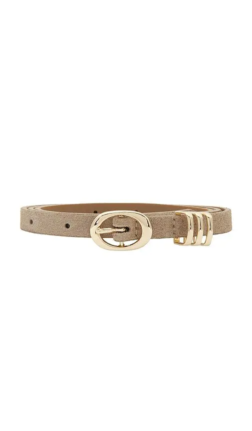 Ettika Classic Skinny Suede Belt With Gold-tone Hardware - Tan
