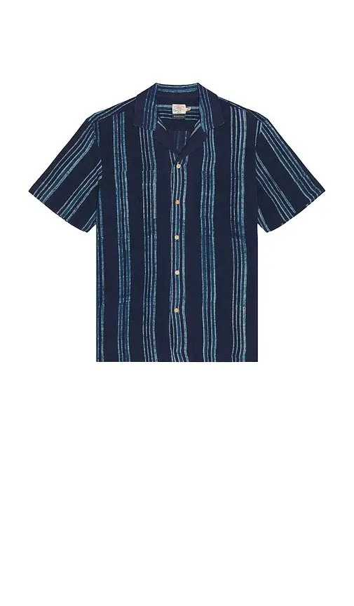 Faherty Brand Short Sleeve Indigo Camp Shirt In . Also - Blue