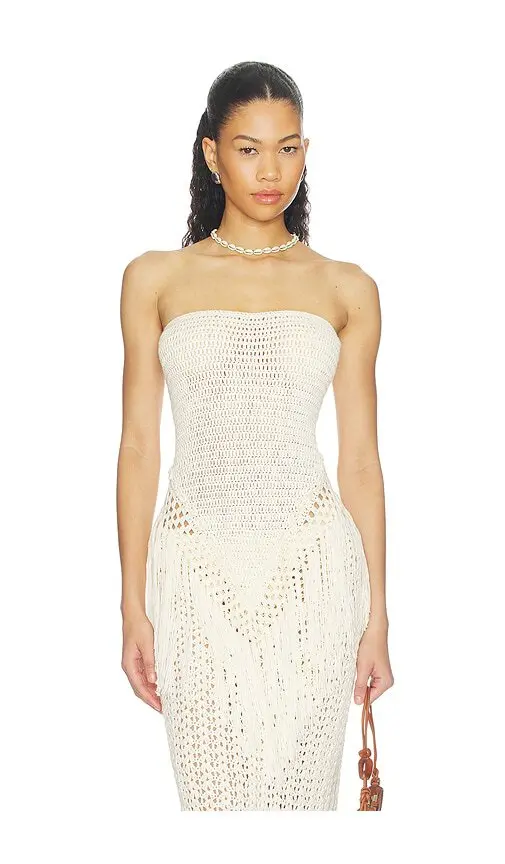 MORE TO COME Arna Strapless Crochet Top - Neutral