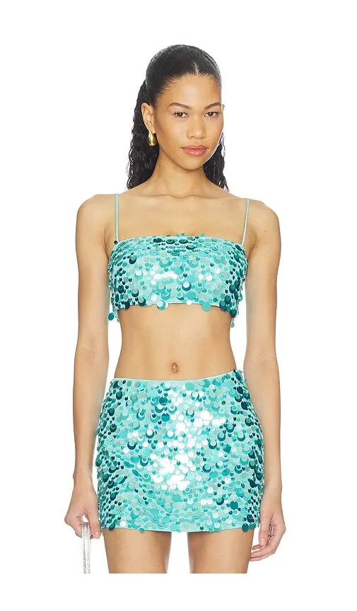 LOVERS AND FRIENDS Embellished Sequined Cropped Top