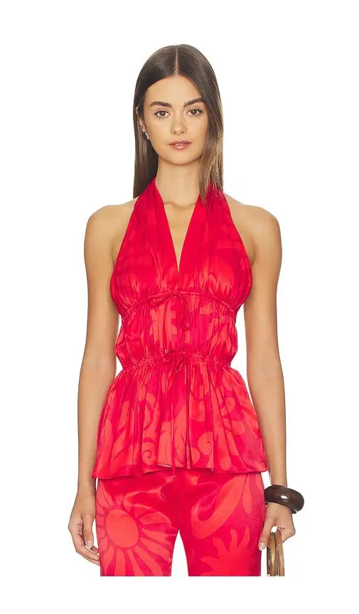 CALA DE LA CRUZ Halterneck Top - Red