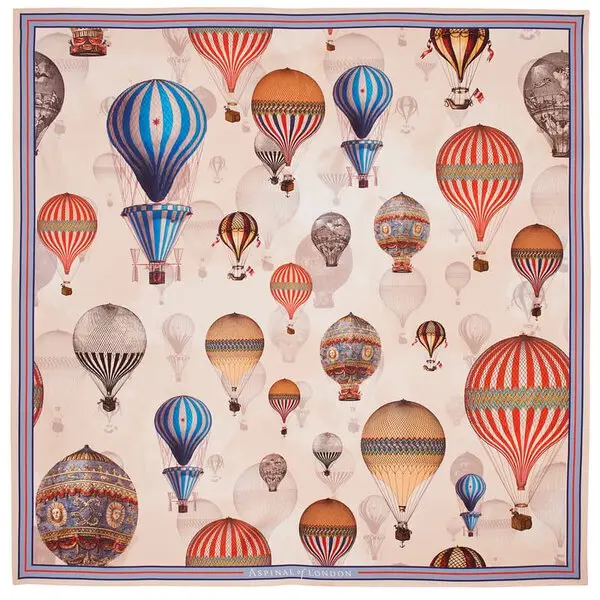 ASPINAL OF LONDON Up Up & Away Silk Scarf In Pure Silk - Neutral