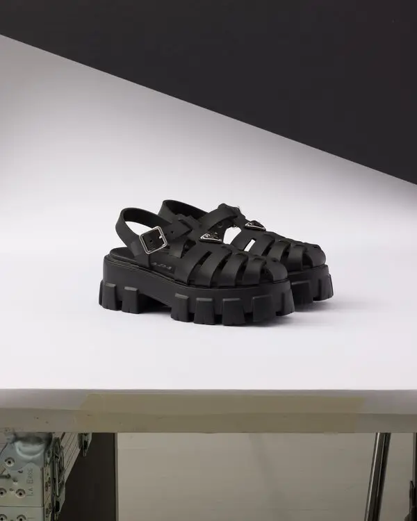 Prada Monolith Foam Rubber Sandals - Black