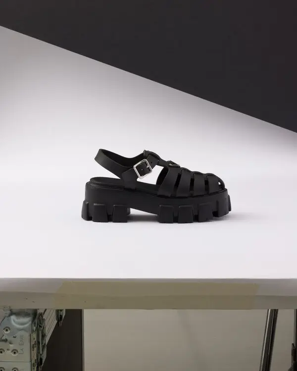 Prada Monolith Foam Rubber Sandals - Black