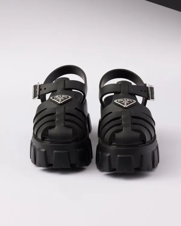 Prada Monolith Foam Rubber Sandals - Black