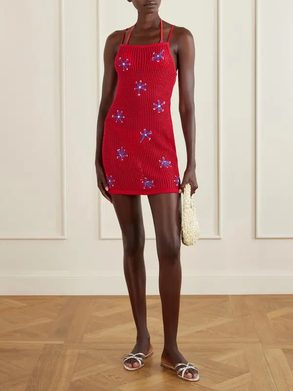 Staud Rio Crocheted Cotton Mini Dress