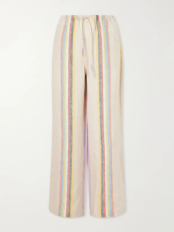 Staud Mateo Striped Linen Wide-leg Pants