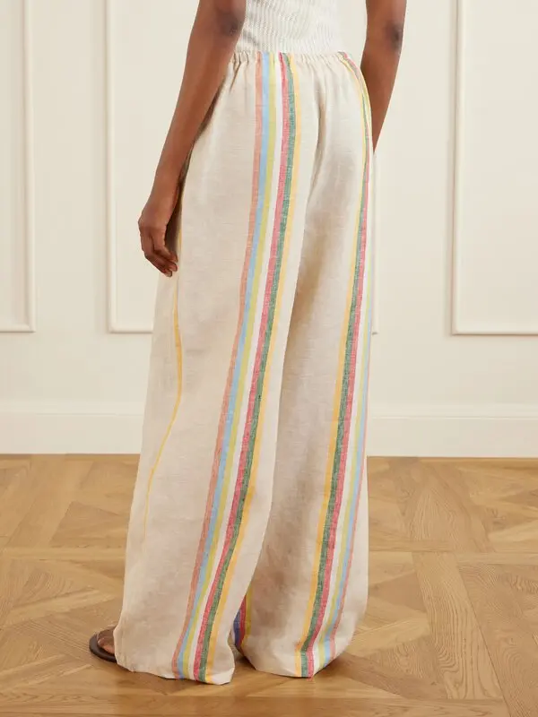 Staud Mateo Striped Linen Wide-leg Pants
