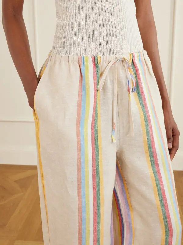 Staud Mateo Striped Linen Wide-leg Pants