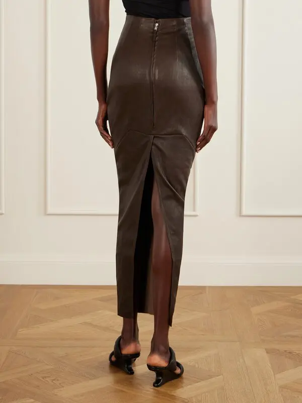 Rick Owens Dirt Pillar Textured-leather Maxi Skirt