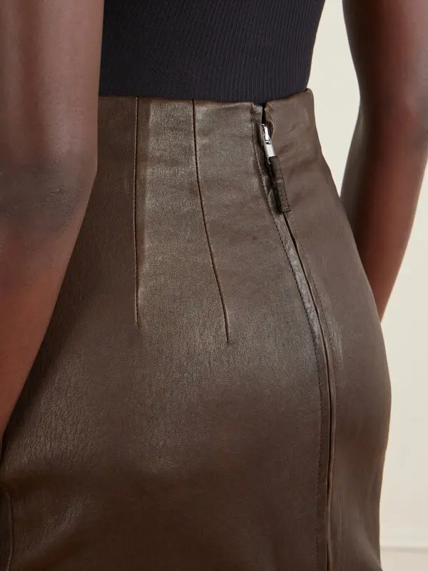 Rick Owens Dirt Pillar Textured-leather Maxi Skirt