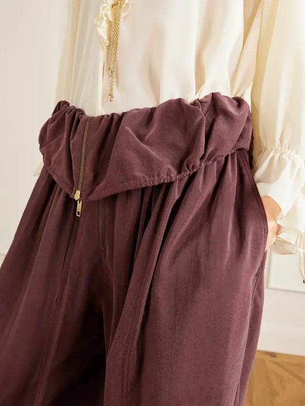 Chloé Silk-blend Wide-leg Pants - Purple
