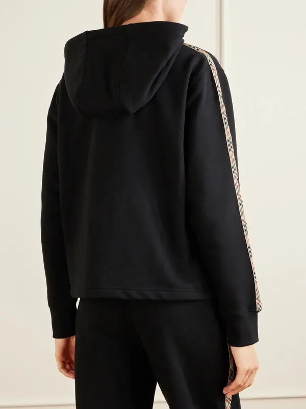 Burberry Checked Cotton-jersey Zip-up Hoodie