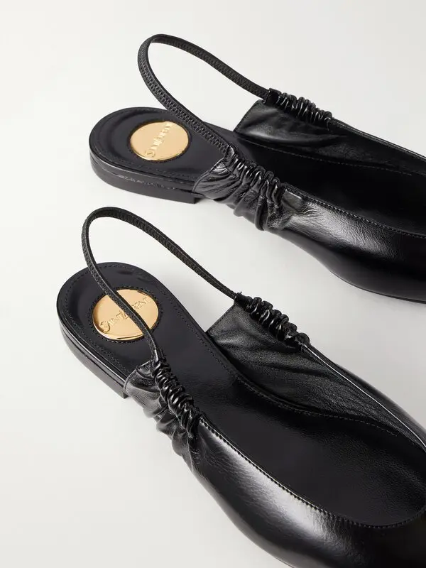 Saint Laurent Anne Marie Ruched Leather Slingback Pumps - Black