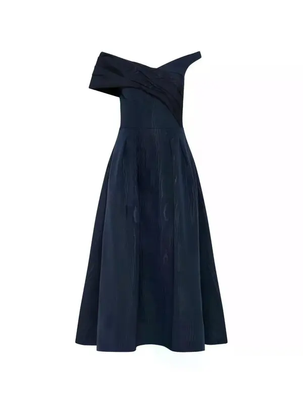 Rebecca Vallance Pleated Off-shoulder Midi Dress - Blue