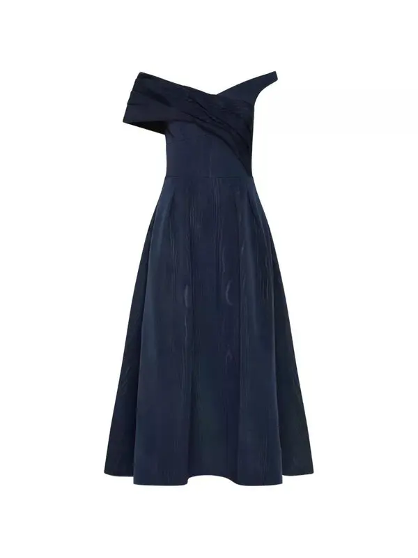 Rebecca Vallance Pleated Off-shoulder Midi Dress