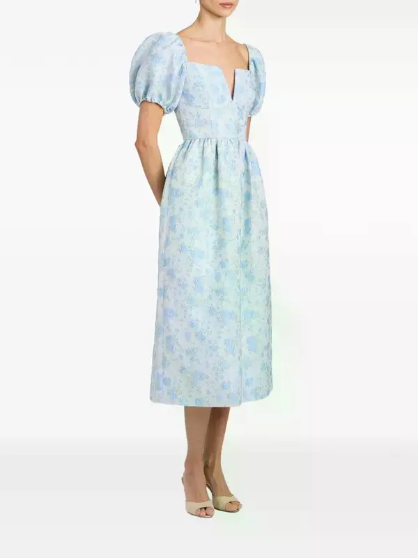 MARKARIAN Lilian Floral Brocade Midi Dress - Blue
