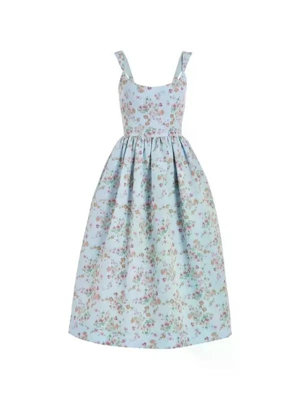 MARKARIAN Floral-ikat Midi Dress - Blue