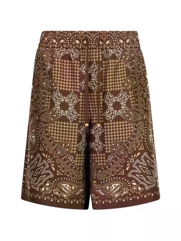Amiri Ma Check Silk Shorts - Brown