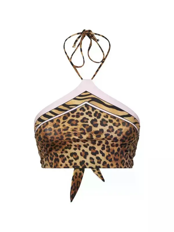 MC2 SAINT BARTH Leopard-print Halterneck Bikini Top
