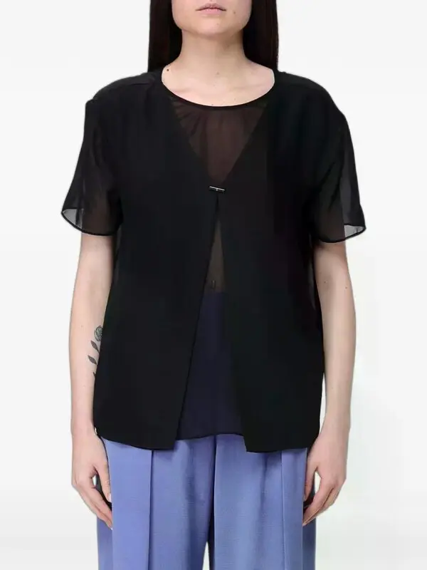 Emporio Armani Sheer Panel Top - Black