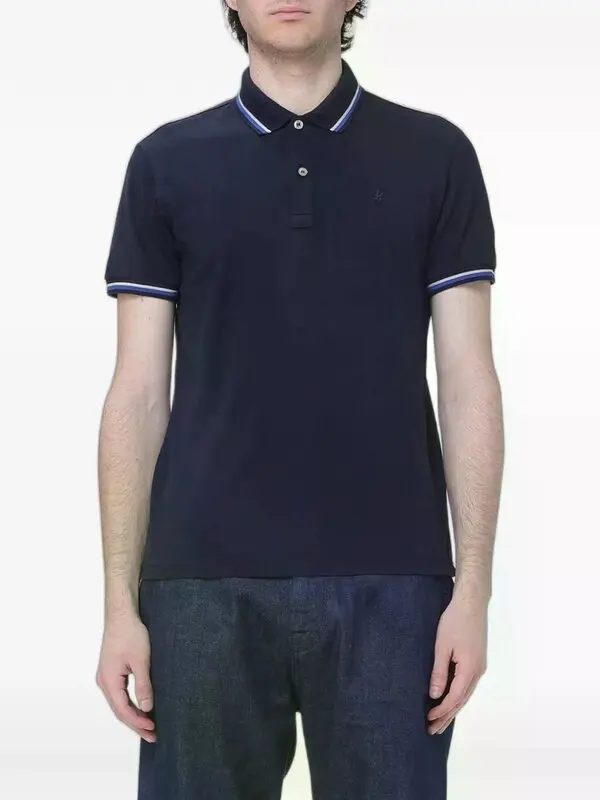 BROOKSFIELD Logo-embroidered Striped-trim Polo Shirt - Blue