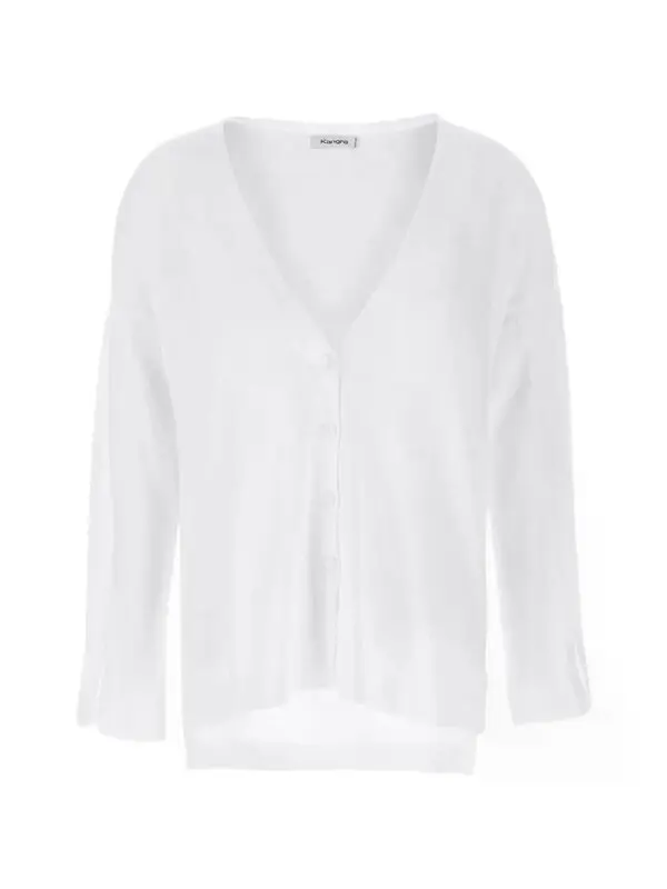 KANGRA V-neck Cardigan With Slit Cuffs - Neutrals