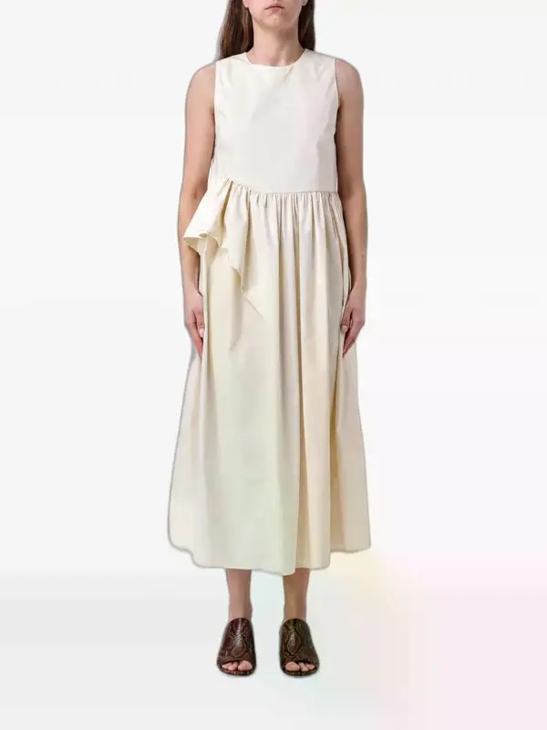 MEIMEIJ Ivory Cotton Ruffled Midi Dress - Neutrals
