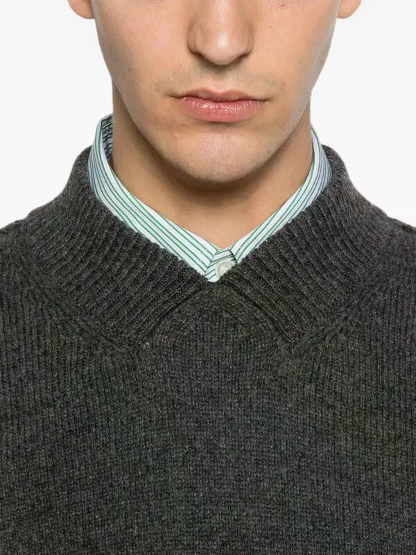 Marni V-neck Logo Patch Sweater