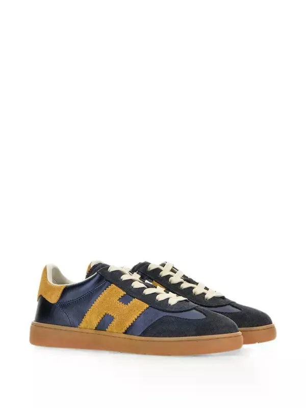 Hogan Metallic Leather Sneakers With Suede H Detail