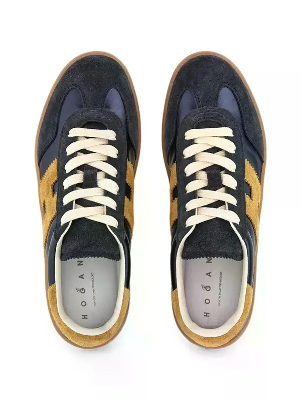 Hogan Metallic Leather Sneakers With Suede H Detail