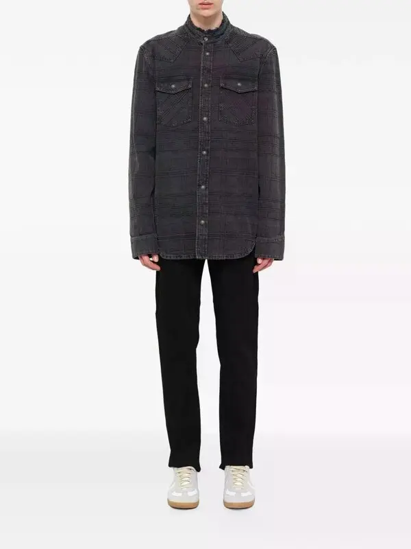 Balmain Quilted-effect Distressed-collar Shirt