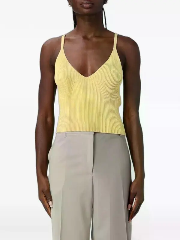 Emporio Armani Ribbed Knit V-neck Top