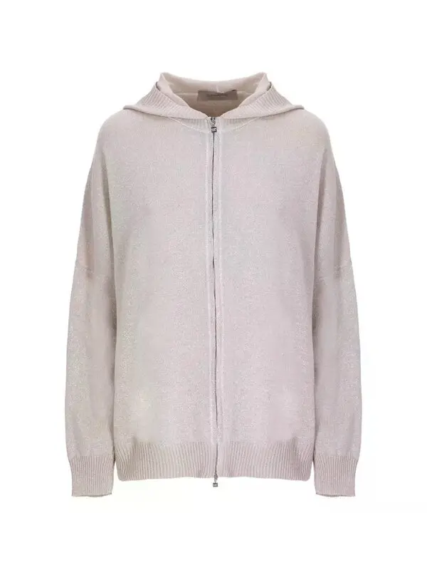 D.exterior Metallic-effect Zip-up Cardigan