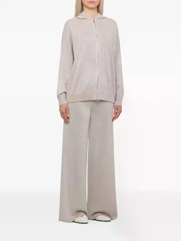 D.exterior Metallic-effect Zip-up Cardigan