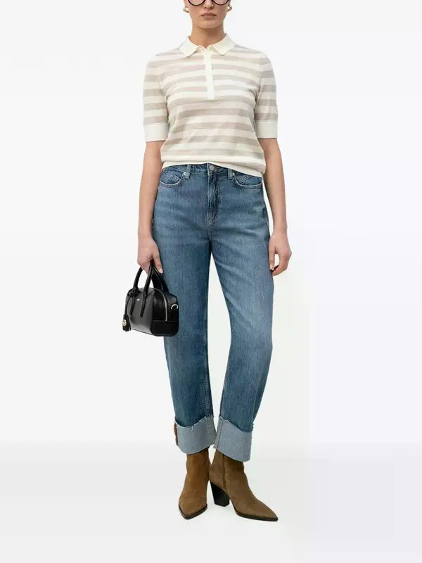 BOSS Striped Knit Polo Sweater