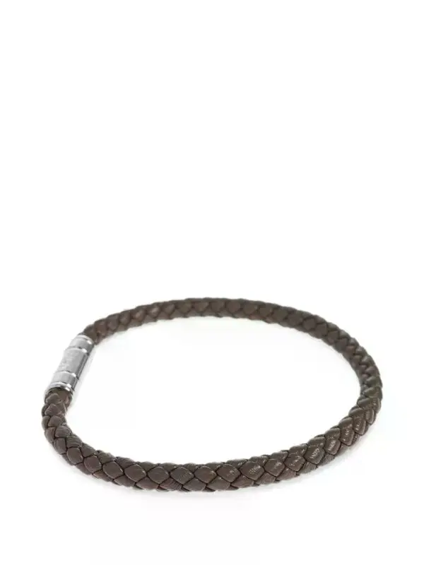 TOM FORD Braided Leather Bracelet With Engraved Clasp