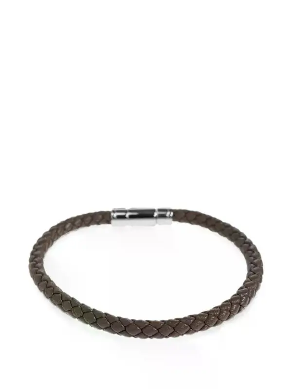 TOM FORD Braided Leather Bracelet With Engraved Clasp